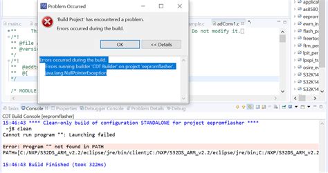 Errors Running Builder Cdt Builder On Project Eepromflasher Javalangnullpointerexception