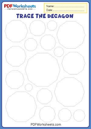 Trace The Decagon Shape PDF Worksheet Download