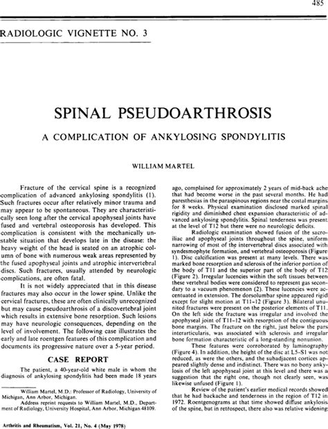 Spinal Pseudoarthrosis Martel 1978 Arthritis And Rheumatism Wiley Online Library