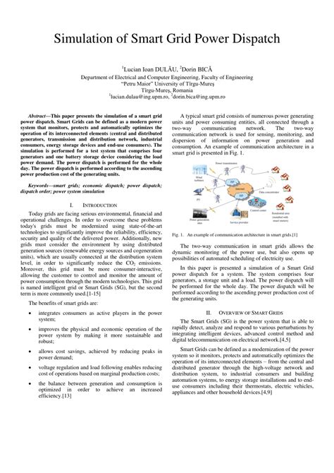 Pdf Simulation Of Smart Grid Power Dispatch