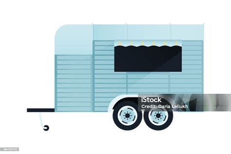 푸드 트럭 측면도 현대 평면 벡터 일러스트 레이 션입니다 다채로운 길거리 푸드 트럭 밴입니다 소셜 미디어 템플릿입니다 0명에 대한 스톡 벡터 아트 및 기타 이미지 Istock