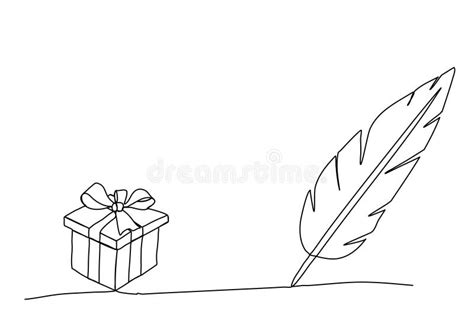 Feather And A T Box One Line Drawing Vector Illustration Stock Vector Illustration Of