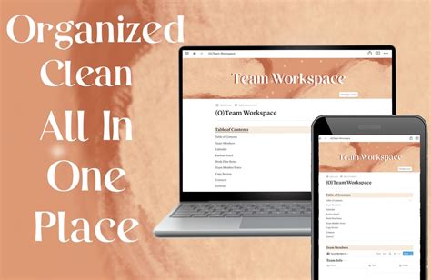 team workspace notion template orange theme