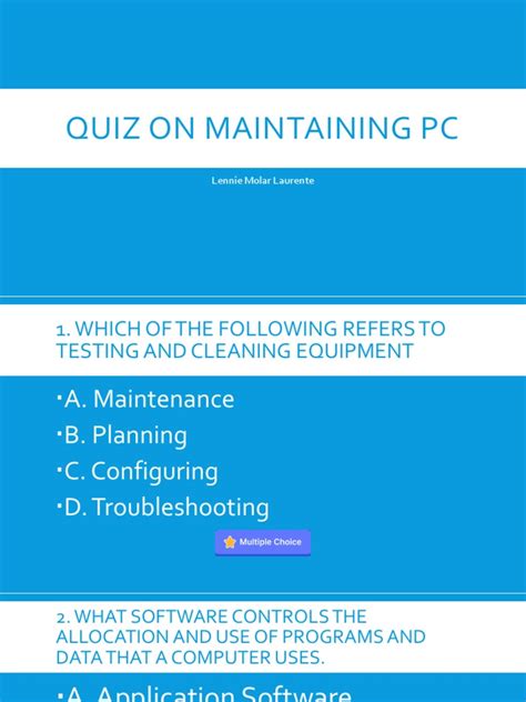 Quiz Pc Maintenance Pdf