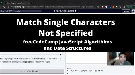Match Single Characters Not Specified Regular Expressions Freecodecamp Tutorial Youtube