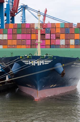 선적 크레인에서 항구에 많은 다채로운 컨테이너가있는 정면에서 파란색 컨테이너 선박 Hmm 다중 색상에 대한 스톡 사진 및 기타 이미지 다중 색상 대형 더미 Istock