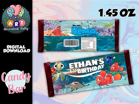 Finding Nemo Candy Bar Printable Chocolate Finding Dory Birthday