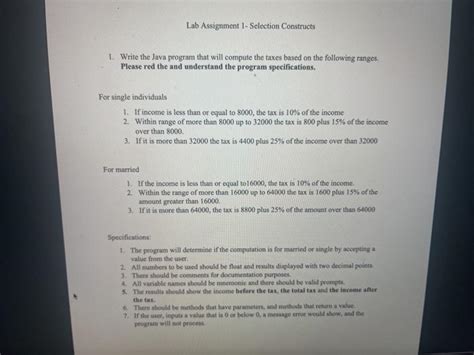 Solved Lab Assignment 1 Selection Constructs 1 Write The