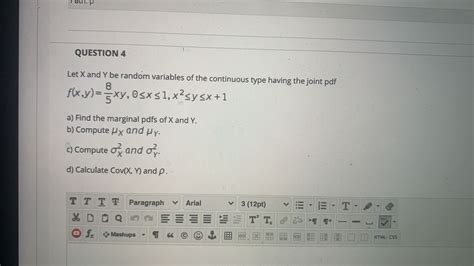 Solved Question 4 Let X And Y Be Random Variables Of The