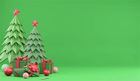 녹색 배경에 복사 공간을위한 3d 렌더링 크리스마스 장식품과 공간 3d 일러스트 레이 션 크리스마스 개념 빨강에 대한 스톡 사진 및 기타 이미지 Istock