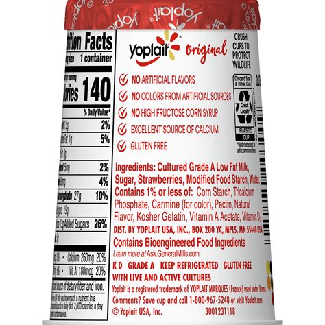 Yoplait Low Fat Strawberry Yogurt Nutrition Facts Besto Blog