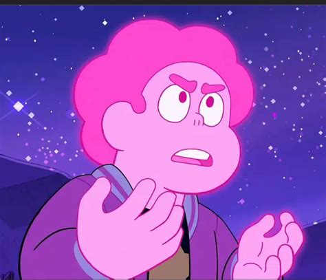 A Cartoon Character With Pink Hair Holding His Hand Up In Front Of Him And Looking At The Sky