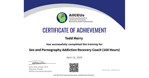 Sex And Pornography Addiction Recovery Coach 160 Hours • Todd Merry Sex And Pornography Addiction Recovery Coach 160 Hours • Todd Merry