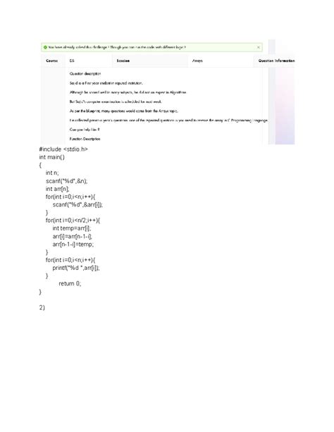 Elab Datastructurers Include Int Main Int N Scanfdandn