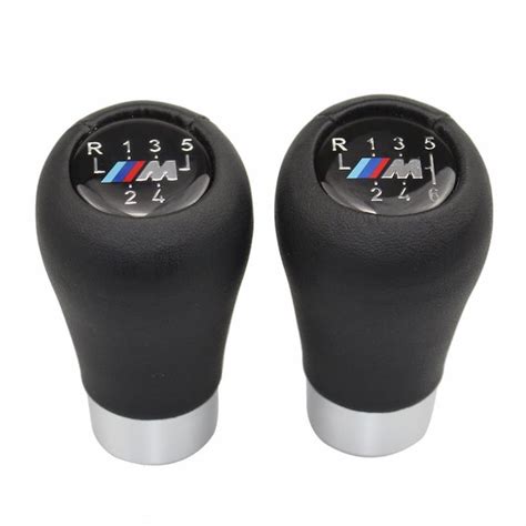 Black Leather Round Bmw Manual Shift Knob M Logo Coolshiftknobs