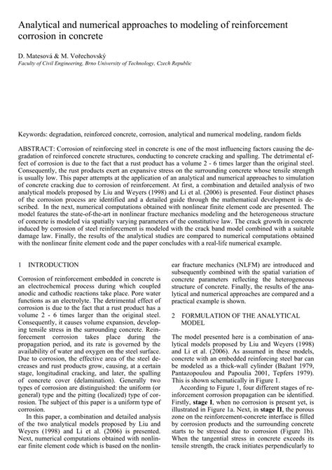 Pdf Analytical And Numerical Approaches To Modeling Of Reinforcement Corrosion In Concrete