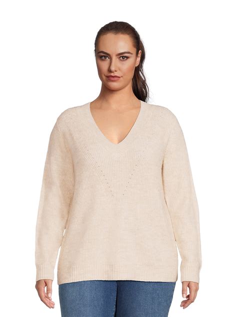 Terra And Sky Womens Plus Size Textured Pullover Sweater