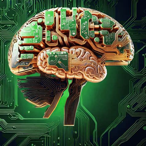 Copper Brain With Computer Chip Ai Stock Illustration Illustration Of