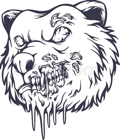 Scary Grizzly Bear Head Monochrome Stock Vector Colourbox