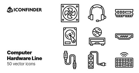 Computer Hardware Line Icons By Graphixs Art Computer Hardware Computer Line Icon