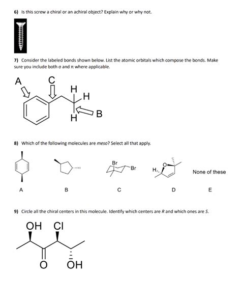 Solved 6 Is This Screw A Chiral Or An Achiral Object