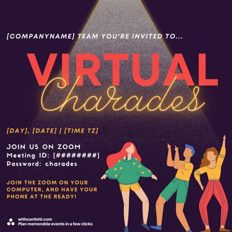 Virtual Charades Event Invitation Confetti 🎉