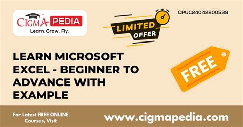 Learn Microsoft Excel Beginner To Advance With Example Free Udemy Course CIGMA Pedia