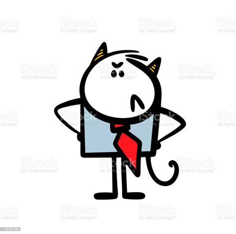뿔과 꼬리를 가진 만화 엄격한 사업가는 직원을 공격적으로보고 프로세스를 제어합니다 감독에 대한 스톡 벡터 아트 및 기타 이미지 감독 감정 권위 Istock
