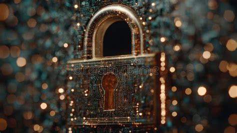 Cyber Security Data Protection System With Ai Concept Showing Digital Lock Glowing With Light In