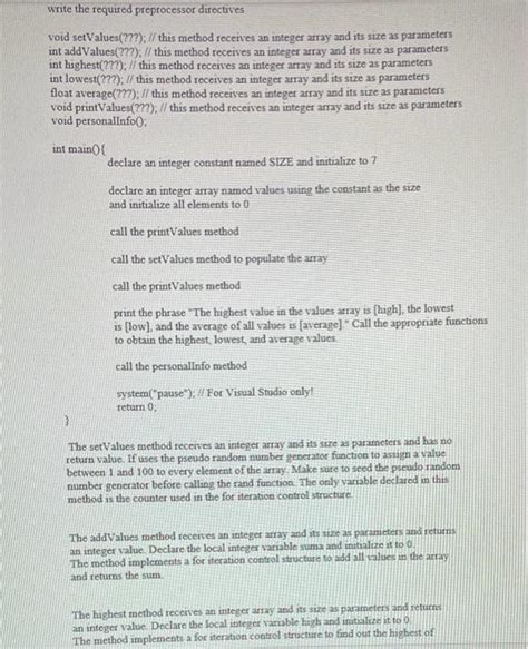 Solved Void Setvalues This Method Receives An