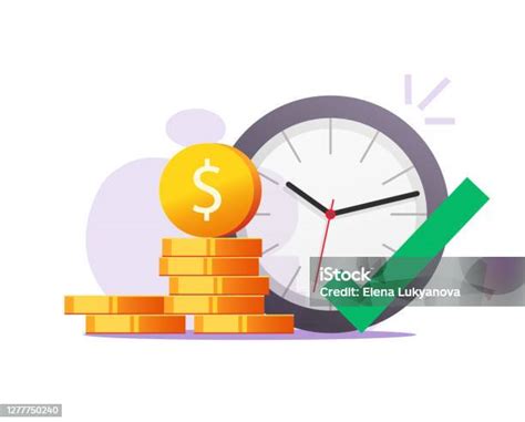 기회 만들거나 돈을 벌 수있는 기회 벡터 개념 금융 이익 플랫 일러스트를 얻을 수있는 올바른 순간 좋은 시간이 부자가될 때 체크 마크 틱타이머 시계를 적립 개념에 대한 스톡