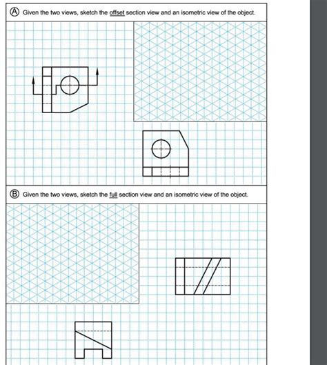 Solved A Given The Two Views Sketch The Offiset Section