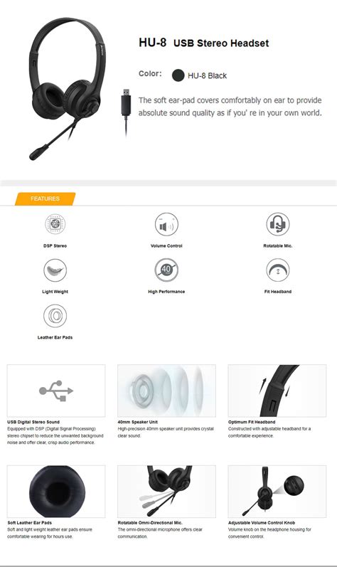 A4tech Hu 8 Rotatable Omni Directional Mic Wired On Ear Usb Stereo Headset Black Shopee