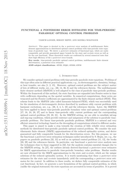 Pdf Functional A Posteriori Error Estimates For Time Periodic