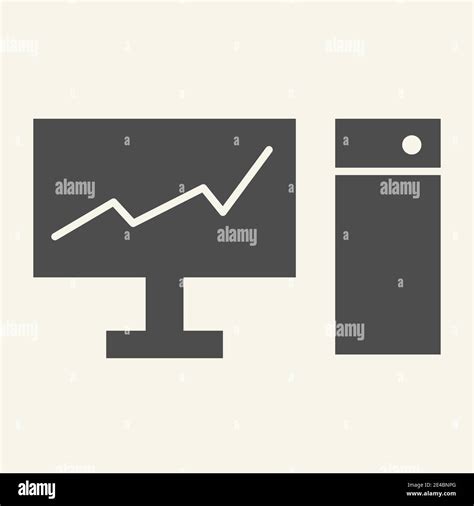 Monitor With Graph On The Screen Solid Icon Chart On Pc Vector Illustration Isolated On White