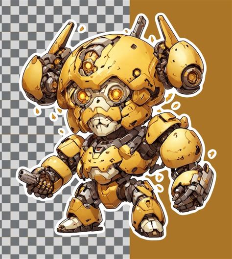 Premium Psd Robot Bee Fullbody With Yellow Color Dominant