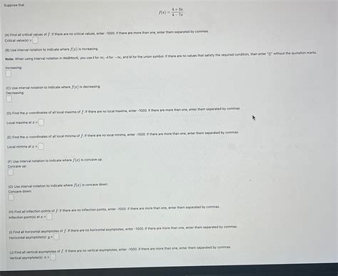 Solved Suppose Thatf X 4 3x4 7x A Find All Critical Chegg Com