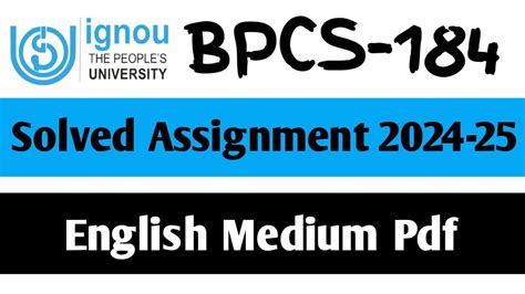 BPCS 184 Solved Assignment 2024 25 BPCS 184 Solved Assignment In English YouTube