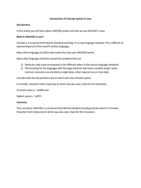 112 Introduction Of Unicode System In Java Pdf