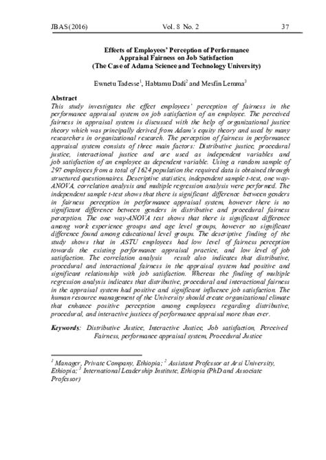 Pdf Effects Of Employees Perception Of Performance Appraisal