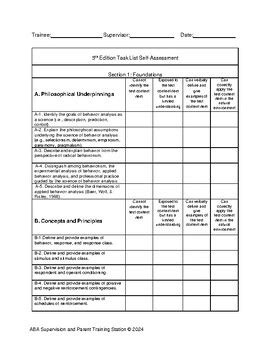 Th Edition BCBA Task List Self Assessment TPT