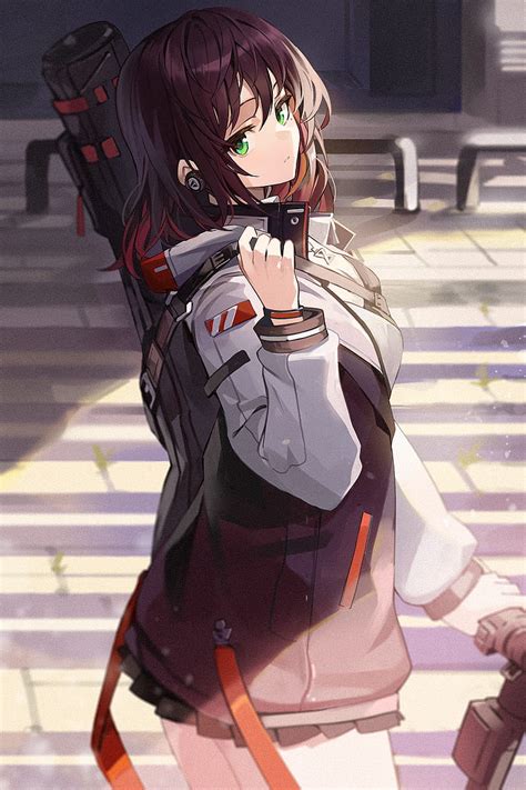 Brown Haired Anime Girl With Green Eyes
