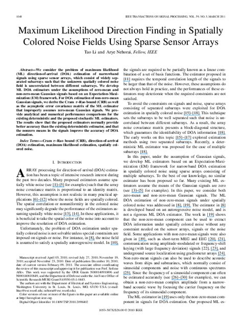 Pdf Maximum Likelihood Direction Finding In Spatially Colored Noise