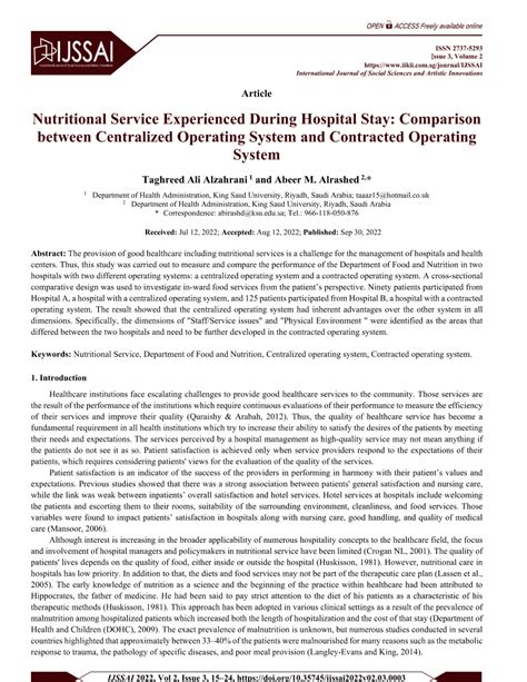 Pdf Nutritional Service Experienced During Hospital Stay Comparison