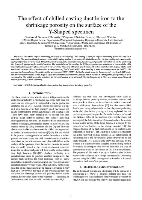 Pdf The Effect Of Chilled Casting Ductile Iron To The Shrinkage Porosity On The Surface Of The