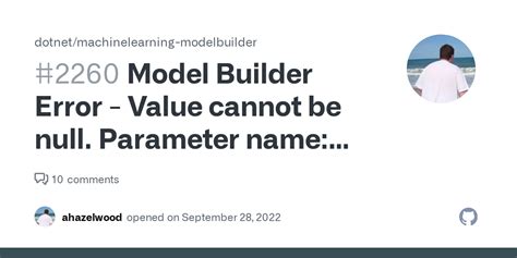 Model Builder Error Value Cannot Be Null Parameter Name Project