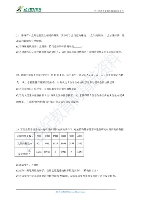 第25章《概率初步》综合复习练习题（含答案） 21世纪教育网 二一教育