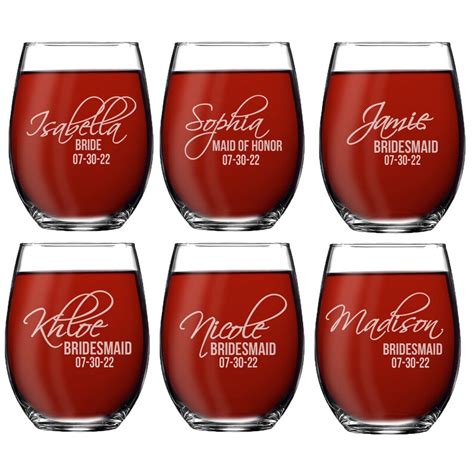 Etched Stemless Wine Glasses Personalized Wine Glass Custom Etsy