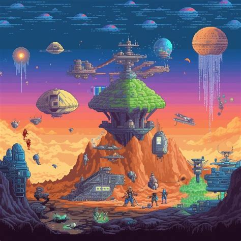 Pixel Art Sci Fi Scene