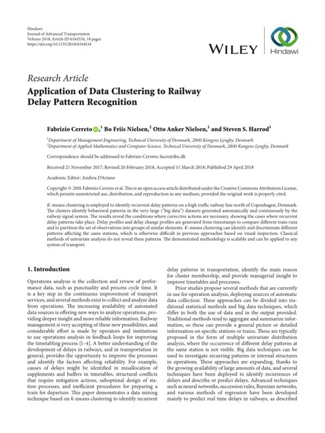 Pdf Application Of Data Clustering To Railway Delay Pattern Recognition